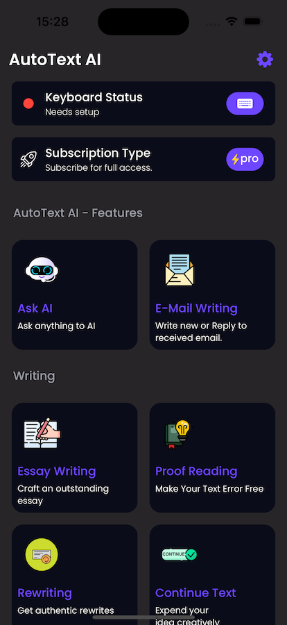 Type AI - AutoText Keyboard | IOS | Swift | UIKIT | ADMOB | IN-APP PURCHASE | GOOGLE GEMINI AI ...